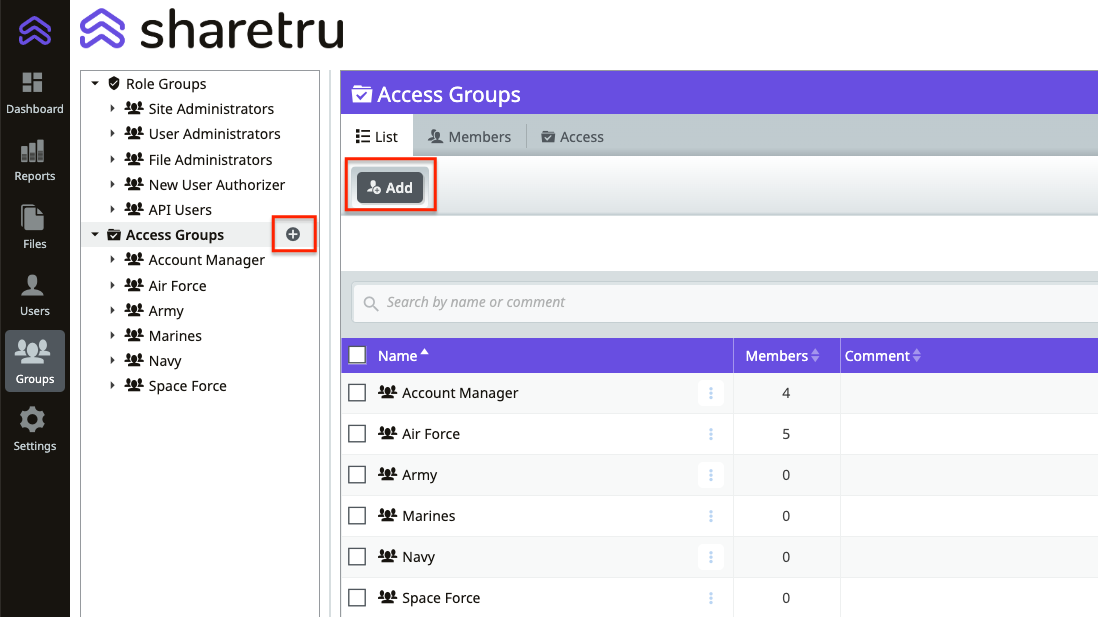 Groups - Creating an Access Group