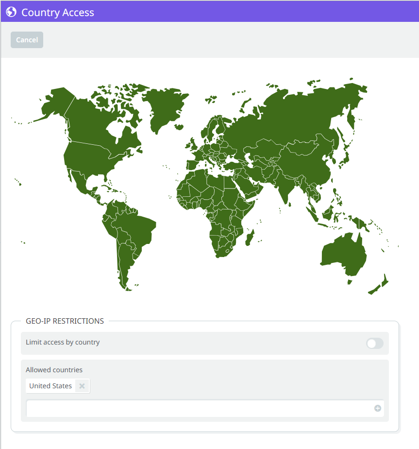 How to allow access from a country using Country Access