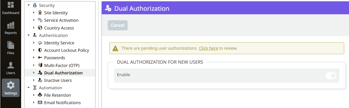 Authentication - Dual Authorization